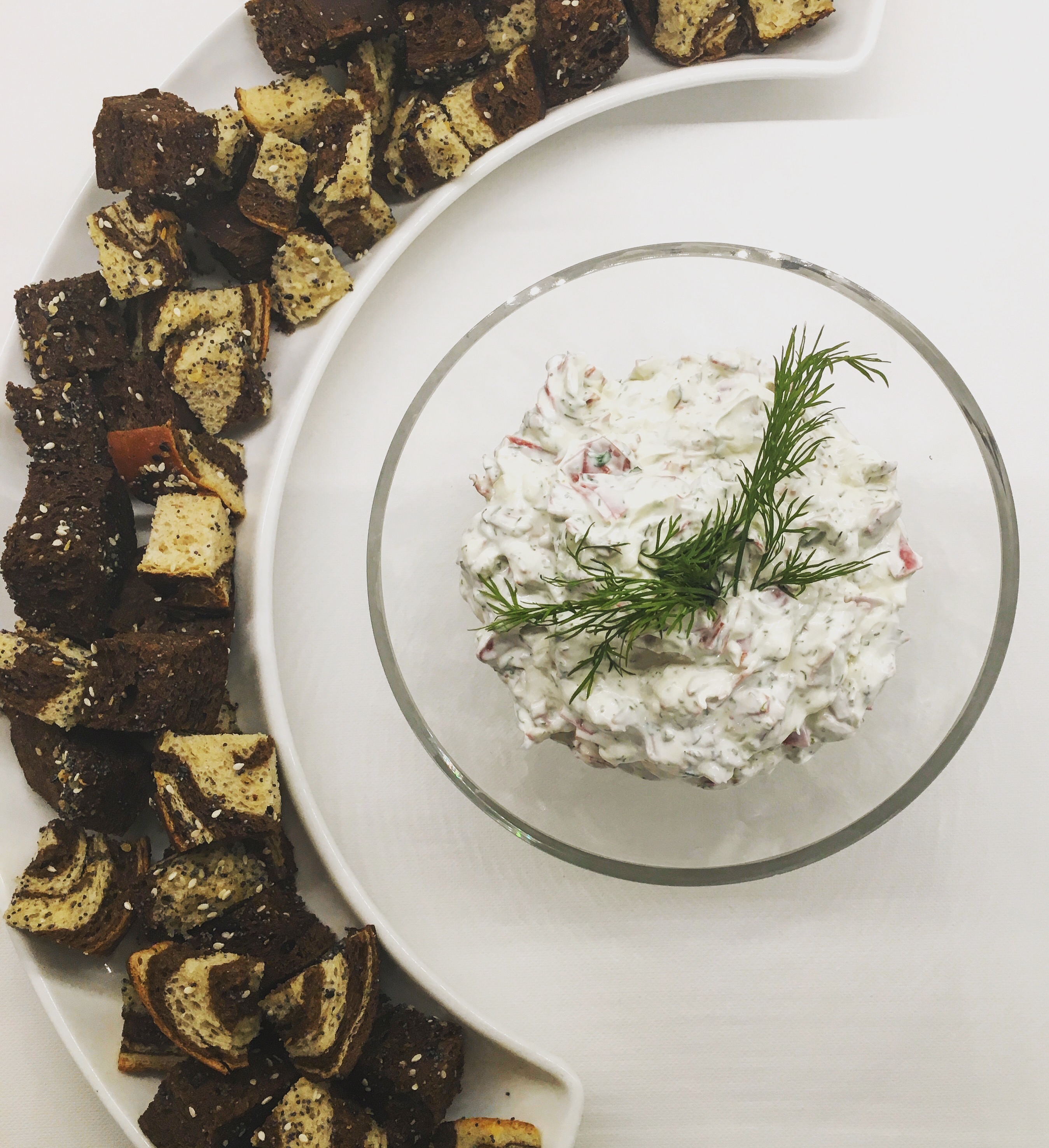 Bagel Dip with Everything Bread Dippers - Never Not Hungry