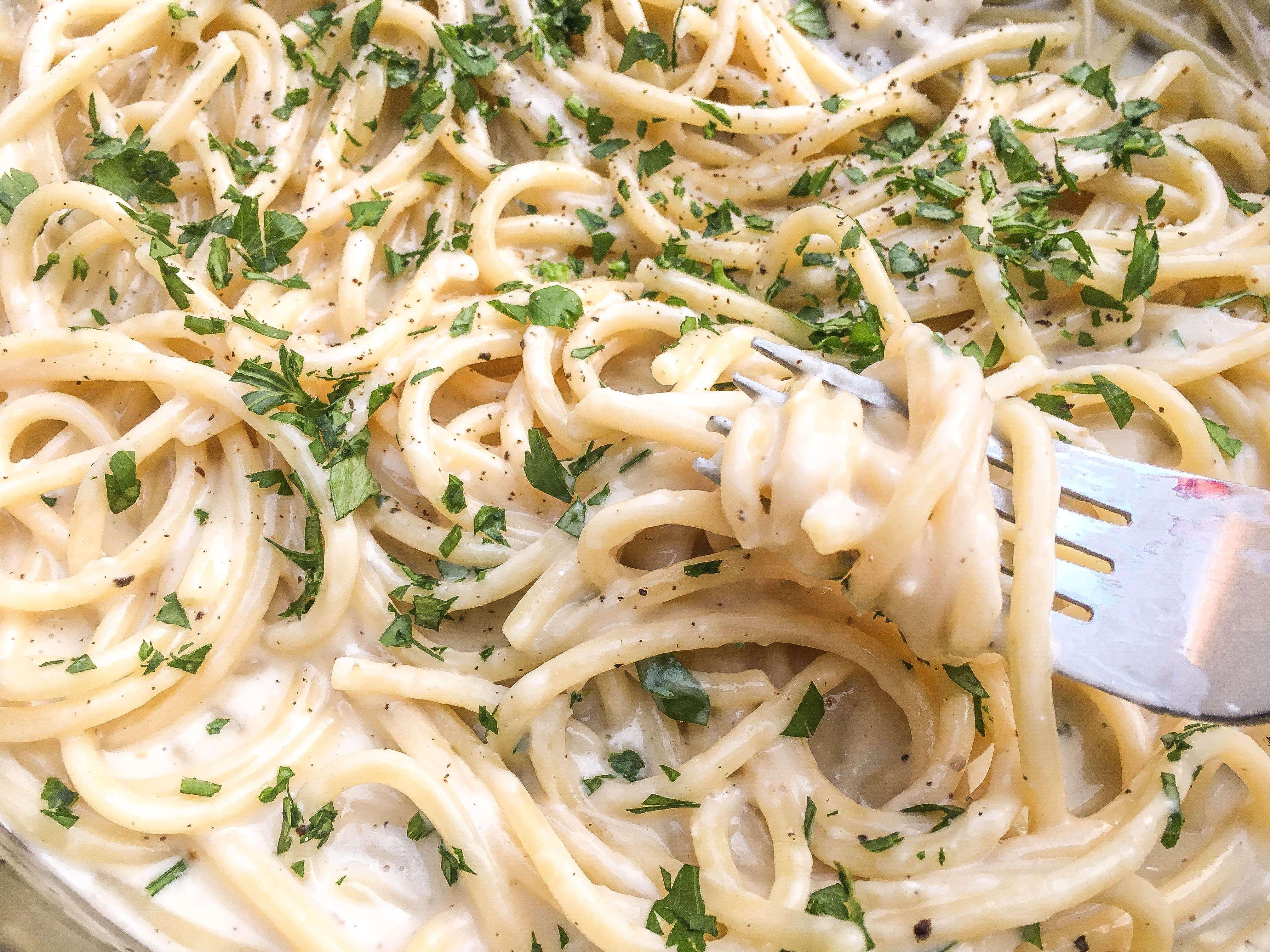One-Pot Garlic Parmesan Pasta - Never Not Hungry