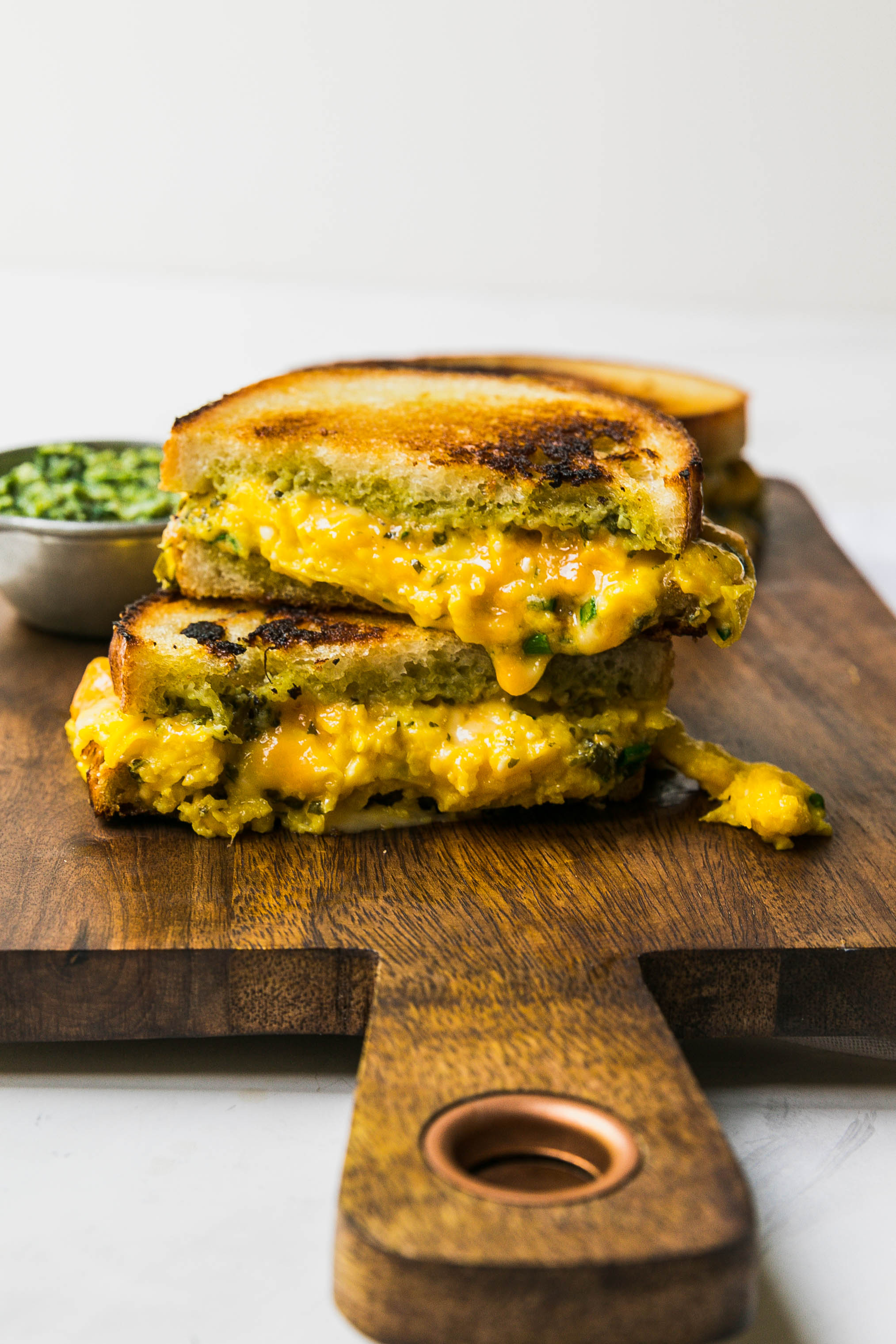 Breakfast Grilled Cheese with Soft Scrambled Eggs and Lemon-Basil Pesto ...