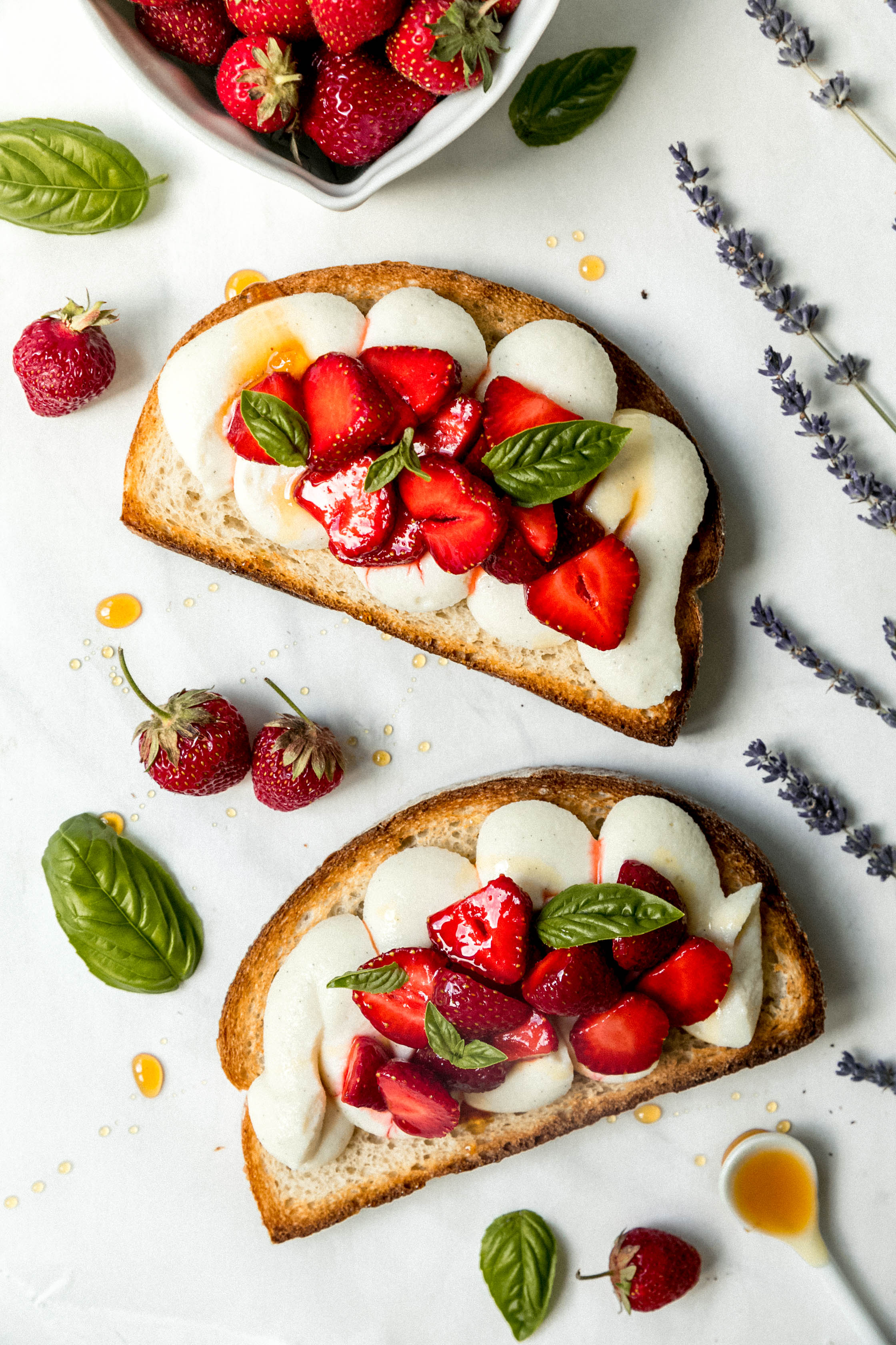 Whipped Ricotta Toast with Strawberries and Honey - Never Not Hungry